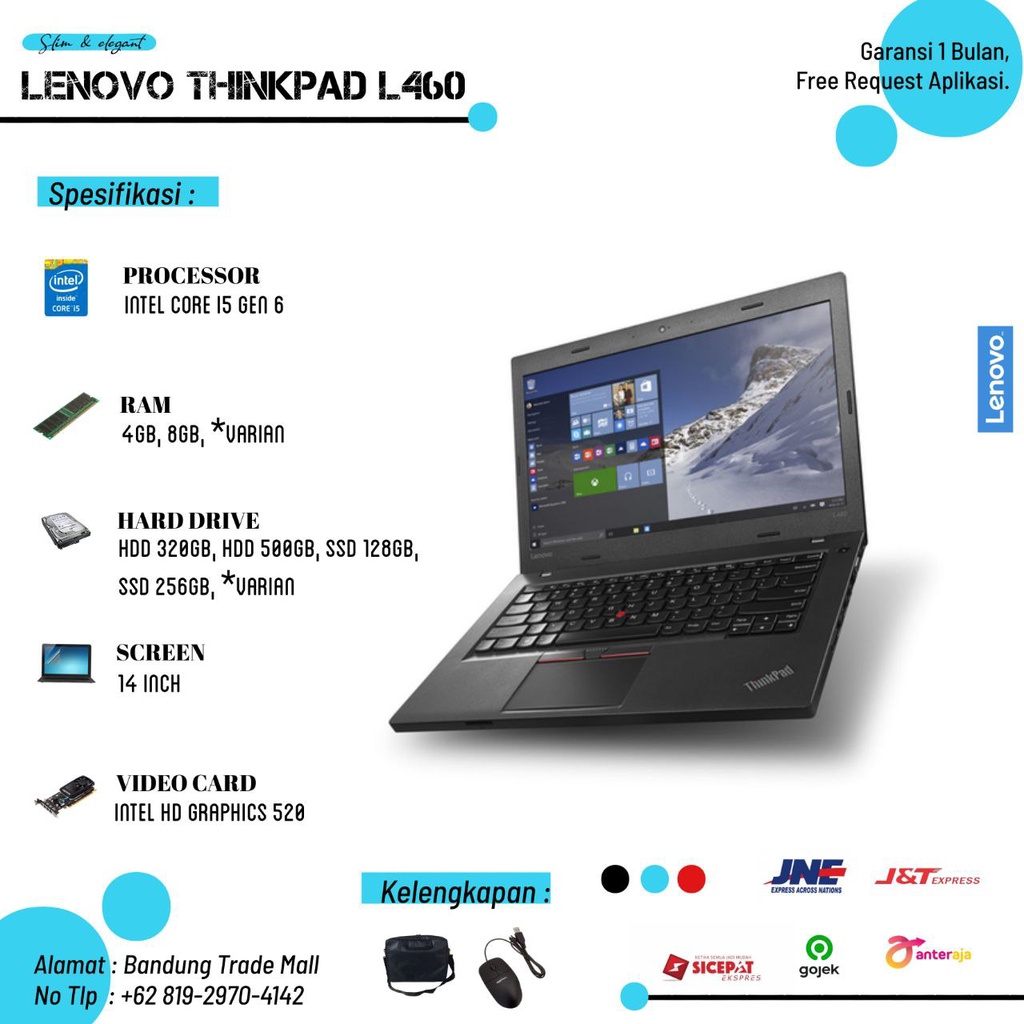 Jual Lenovo L460 Core i5 Gent 6 Ram 8Gb SSD 256Gb Mulus | Shopee Indonesia