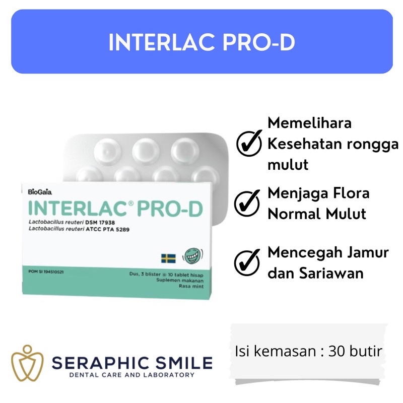 Jual Interlac Pro D. Lozenges Tablet hisap Mint. menjaga flora normal ...
