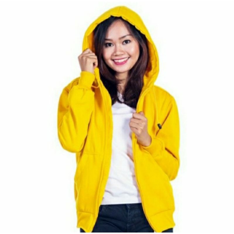 Jual JAKET HOODIE ZIPPER UNISEX KUNING | Shopee Indonesia