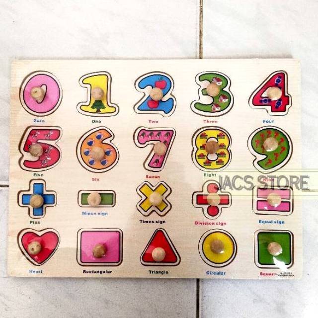 Jual MAINAN EDUKASI ANAK PUZZLE KNOB TIPE 02 - ANGKA / TANDA MATEMATIKA ...