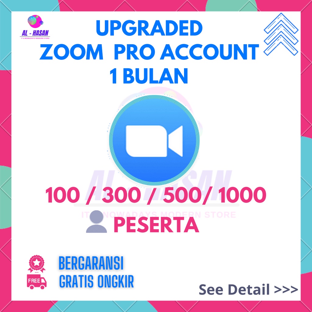 Jual Akun Zoom Meeting Pro 100 300 500 1000 Peserta 1 bulan - Bisa ...