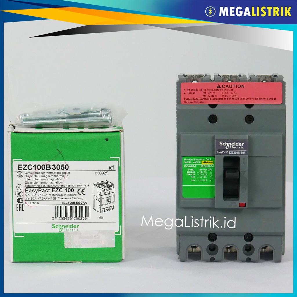 Jual SCHNEIDER MCCB 3P 50A / NFB / EZC EASYPACT BREAKER EZC100B3050 | Shopee Indonesia