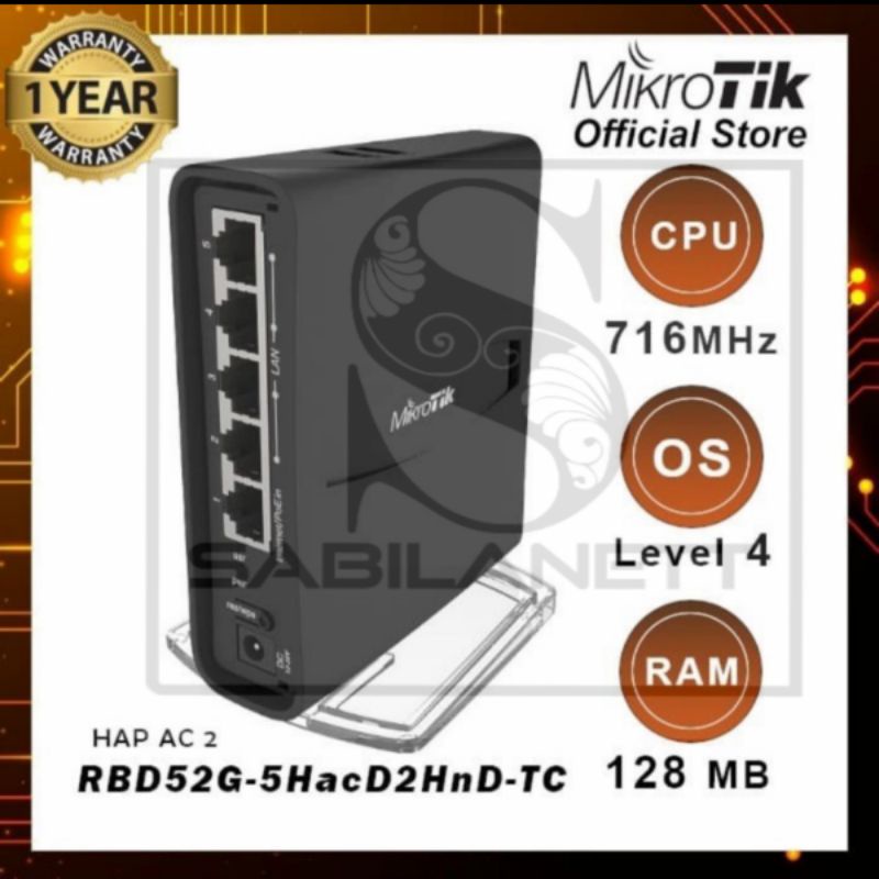 Jual Mikrotik RBD52G-5HacD2HnD-TC hAP-AC2 Wireless Router Indoor ...