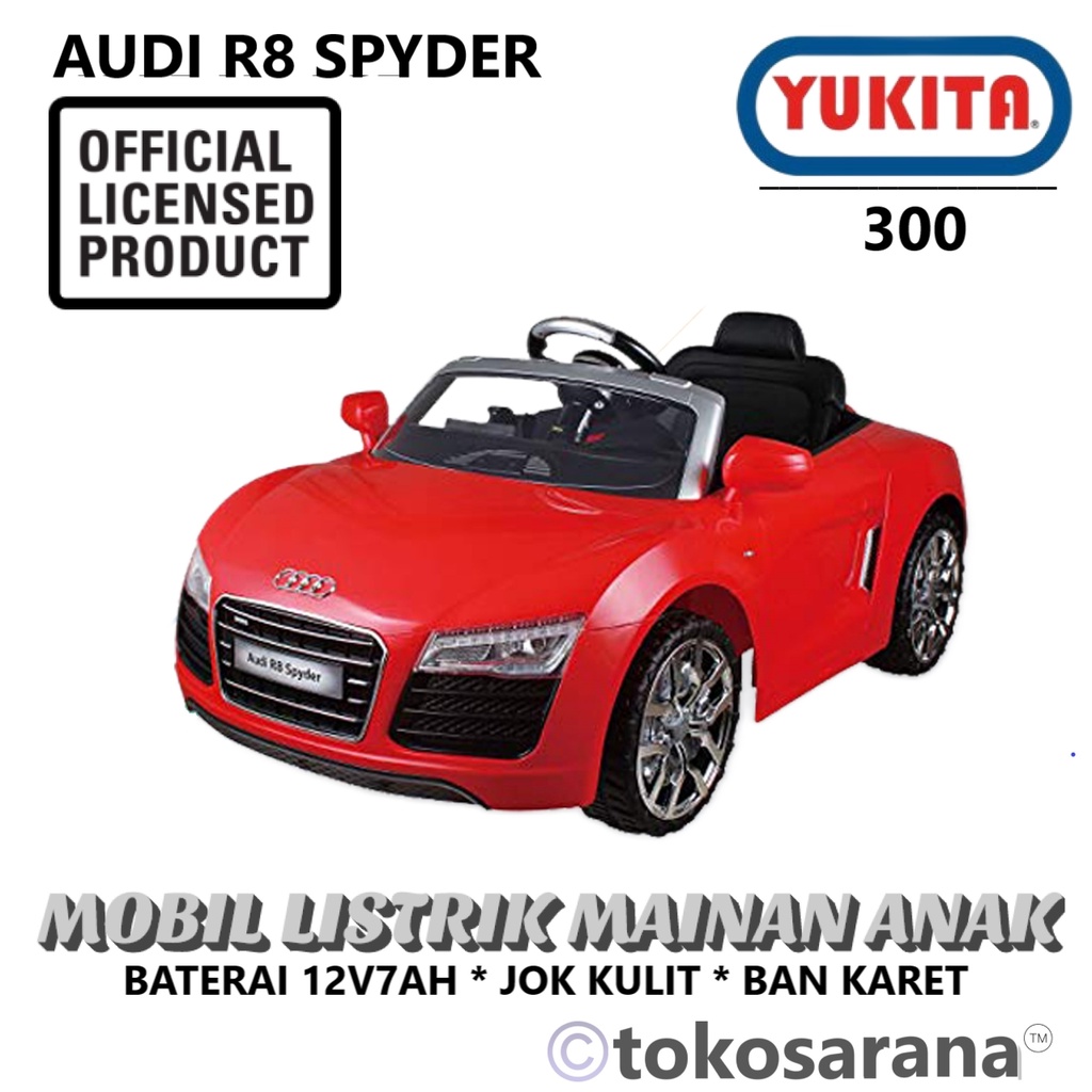 Jual Mobil Listrik Mainan Anak Yukita 300 Audi R8 Spyder Ban Karet Jok ...