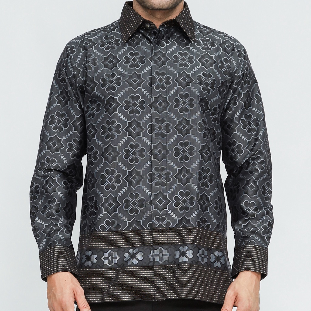Jual Baju Batik BHS Signature Abu Hitam | Shopee Indonesia