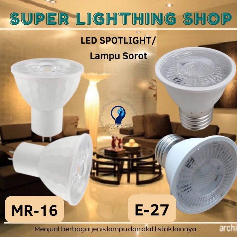 Jual LAMPU HALOGEN SPOTLIGHT LED 7WATT FITTING E27 7 WATT COB SOROT 7W LAMPU SPOT LIGHT TUSUK 6W ...