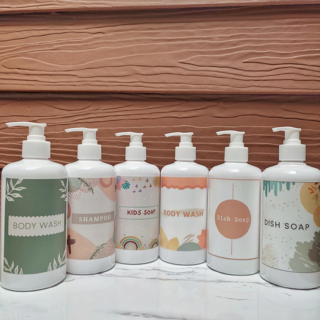 Jual REFILLABLE - BOTOL SABUN PUMP PUTIH 500 ML - LABEL AESTHETIC ...