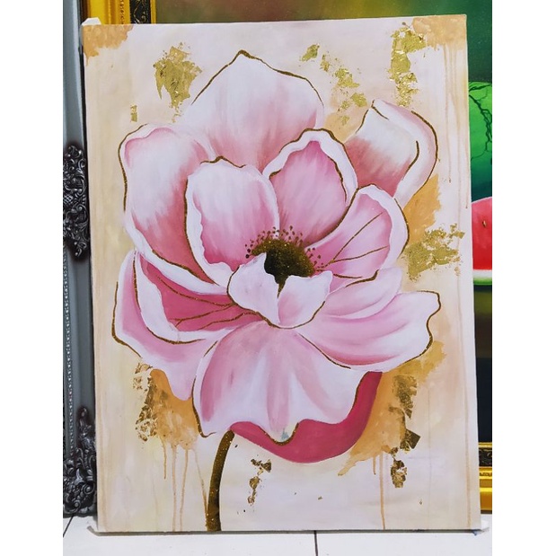 Jual lukisan bunga texture modern sudah dengan spanram kayu | Shopee ...