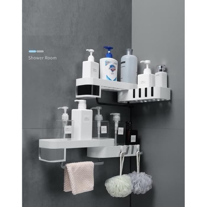 Jual Corner shower rotary shelf rack corner - rak kamar mandi bisa ...