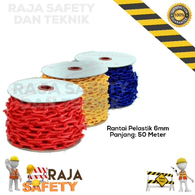 Jual Rantai Plastik Rantai Kerucut Pembatas Jalan 50m x 6mm | Shopee ...