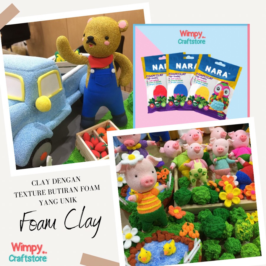 Jual NARA Foam Clay Air Dry Clay Crunchy Clay Jumping Modelling Clay ...