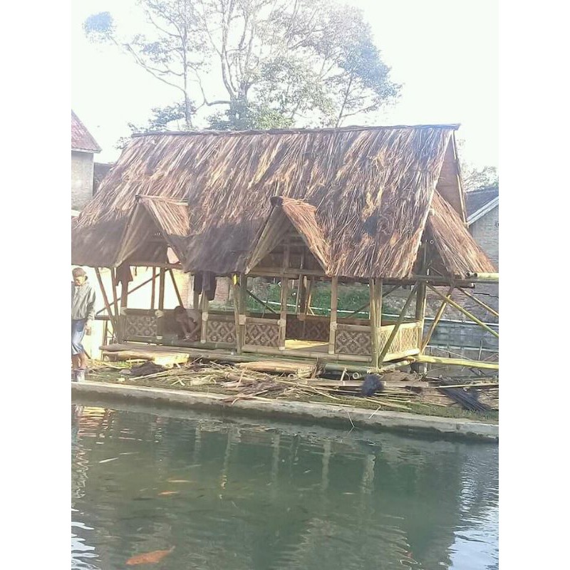 Jual gazebo bambu atap injuk ukuran bisa d pesan harga per m2 | Shopee ...