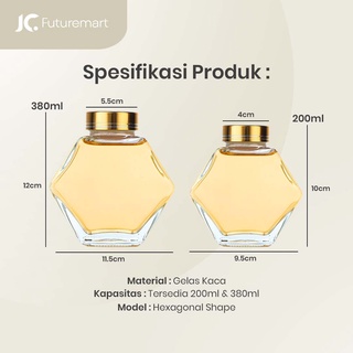 Jual BOTOL KACA MADU HEXAGONAL KEMASAN MADU TUTUP GOLD LID HONEY GLASS ...