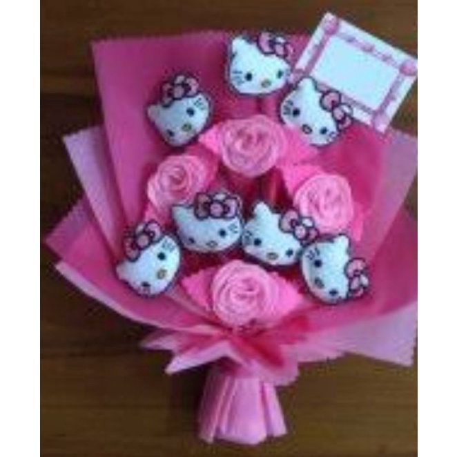 Jual buket bunga karakter/buket bunga planel/buket hello Kitty/souvenir ...