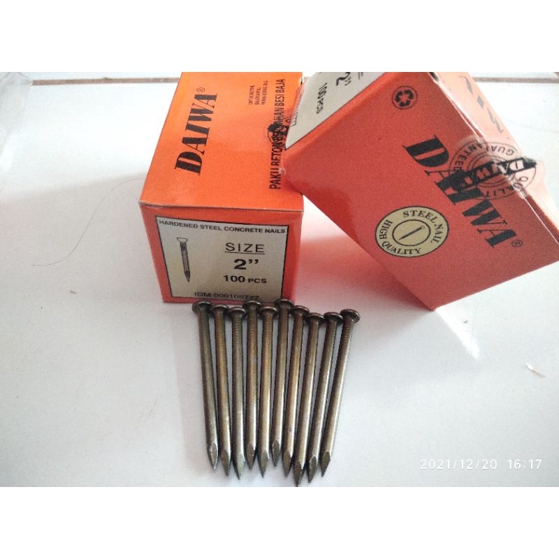 Jual paku tembok / paku dinding beton / daiwa 2 inch kuningan | Shopee ...