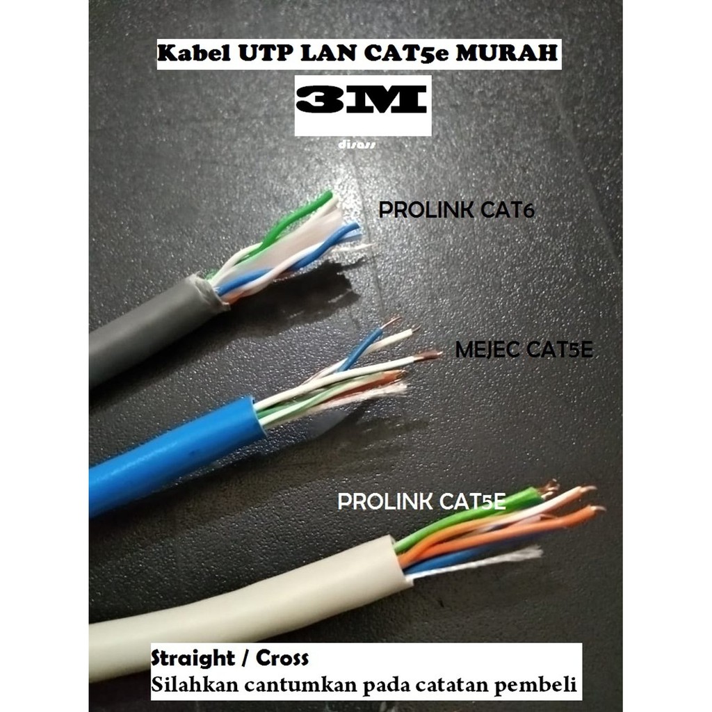 Jual Kabel LAN UTP 3M Straight -3M Cross Crimping | Shopee Indonesia