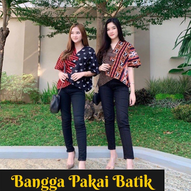Jual NEW ATASAN BATIK CROP TOP ETNIK BATIK MODEL OVER SIZE ATASAN TENUN ...