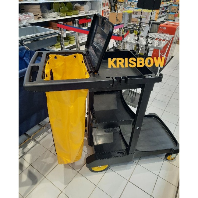 Jual krisbow troli kebersihan trolley janitor dorong troli sampah ...