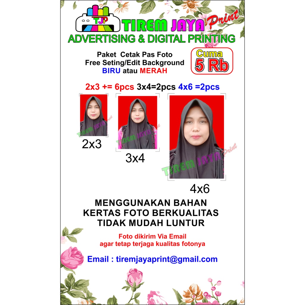 Jual CETAK PAS FOTO PAKET 5rb ukuran 2X3,3X4,4X6 Kertas Bagus Tidak Mudah Luntur | Shopee Indonesia