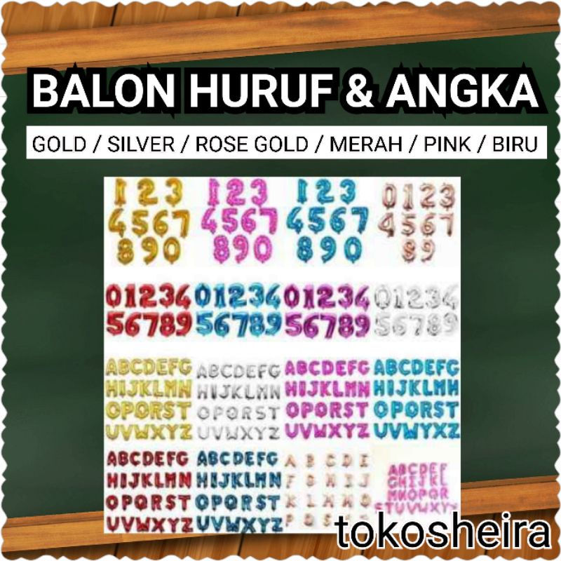 Jual Balon Huruf Angka Foil Merah Red Rose Gold Silver Pink Love Biru ...