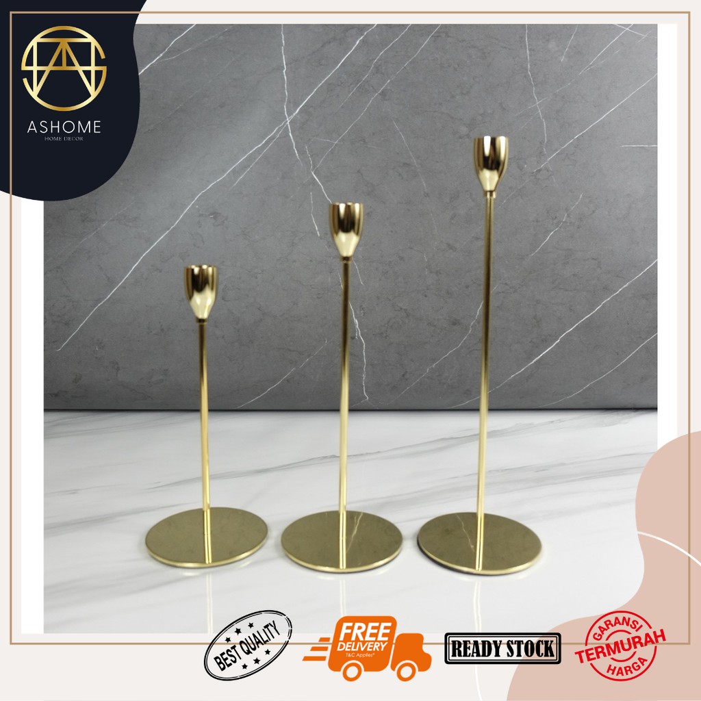Jual TEMPAT LILIN TIANG GOLD/ STANDING CANDLE HOLDER GOLD/ PAJANGAN ...