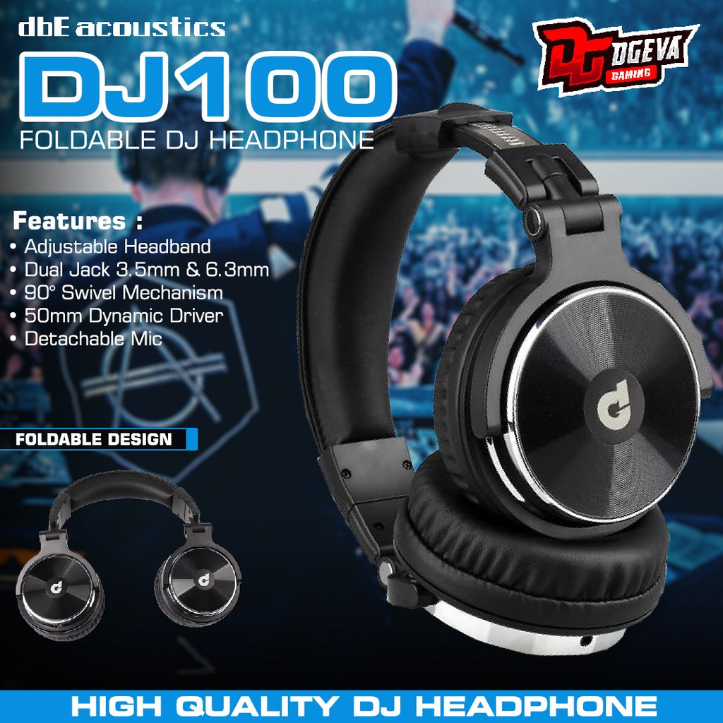 Jual dbE DJ100 High Quality Foldable DJ Headphone Detachable Cable ...