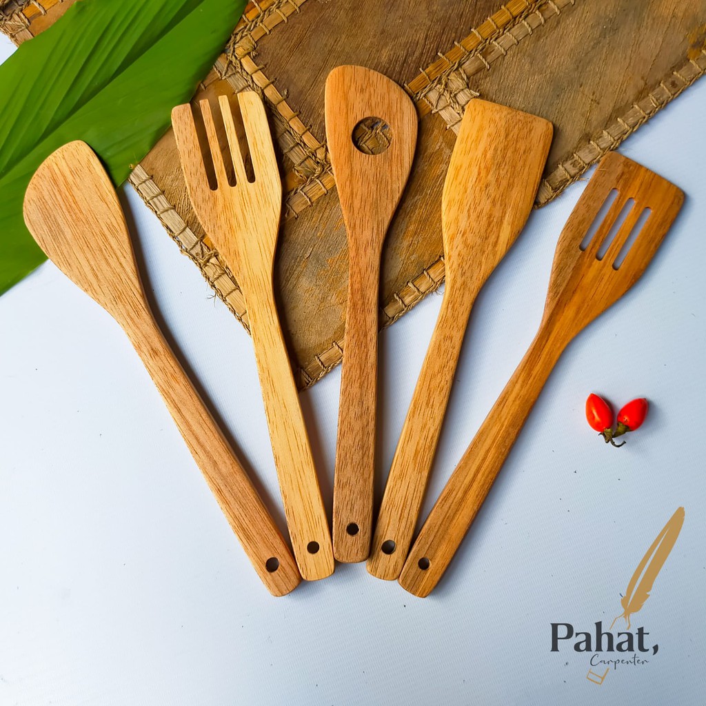 Jual spatula kayu/ sotel kayu/ sodet kayu/ irus kayu/ spatula set ...