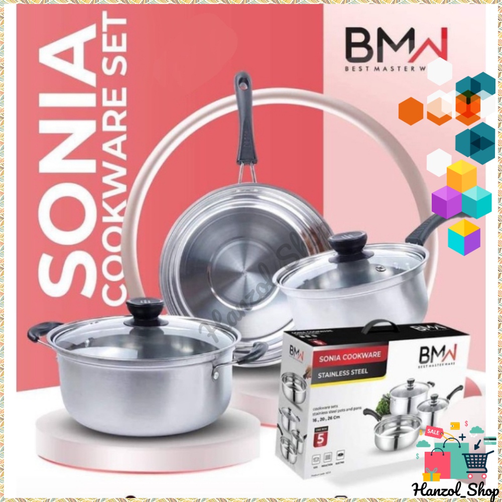 Jual Panci Set Sonia Cookware 5 Pcs Stainless Steel / Panci Susu ...
