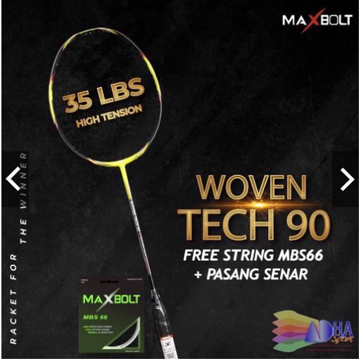 Jual Raket Badminton MaxBolt Black Woven LE ORI + snar Mbs 66 | Shopee ...