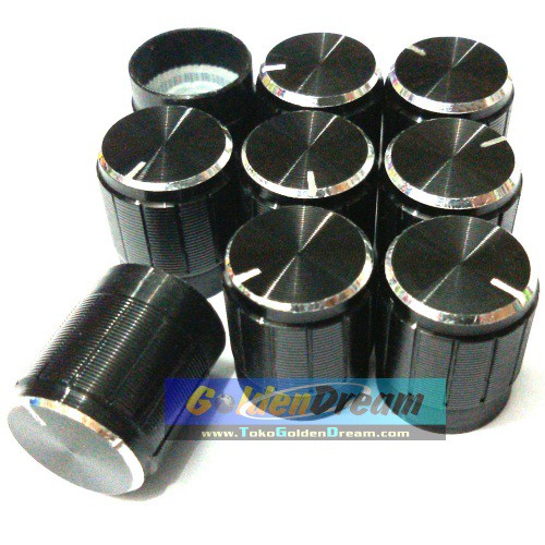 Jual Knob Potensio Aluminium Black Tutup Potensiometer Volume Putar ...