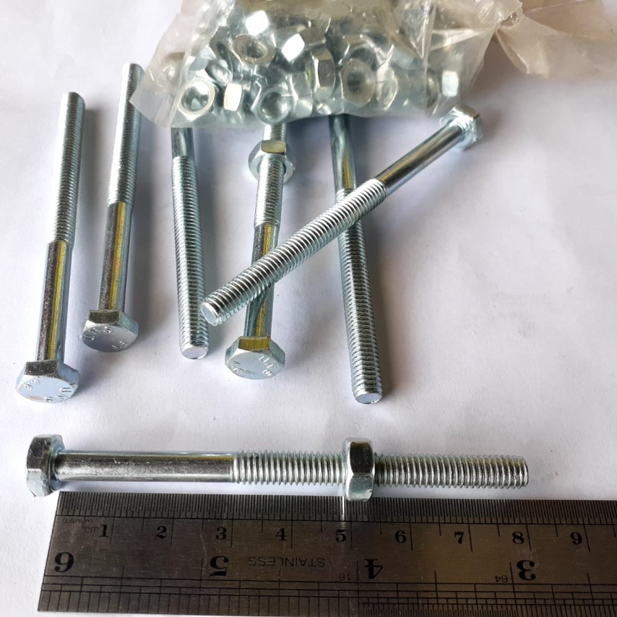 Jual BAUT MUR M6 X 80 PUTIH BMP M6X80 PANJANG 8CM 8 CM KUNCI 10 GALVANIZ GALVANIS | Shopee Indonesia