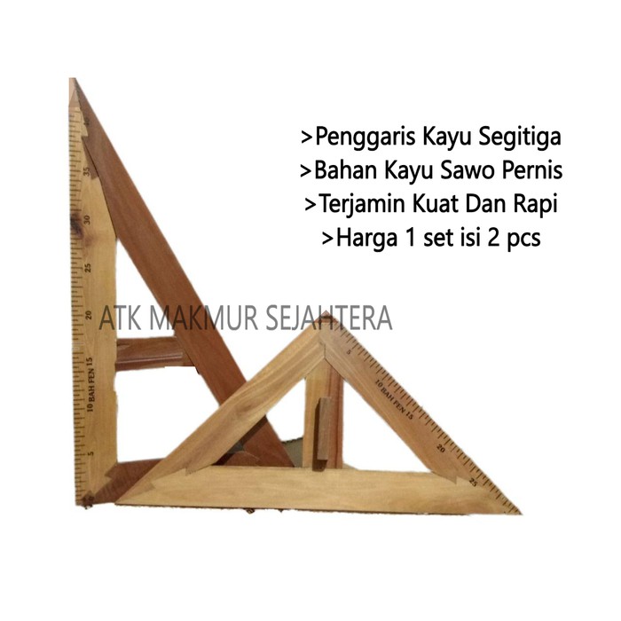 Jual Penggaris Kayu Segitiga | Shopee Indonesia