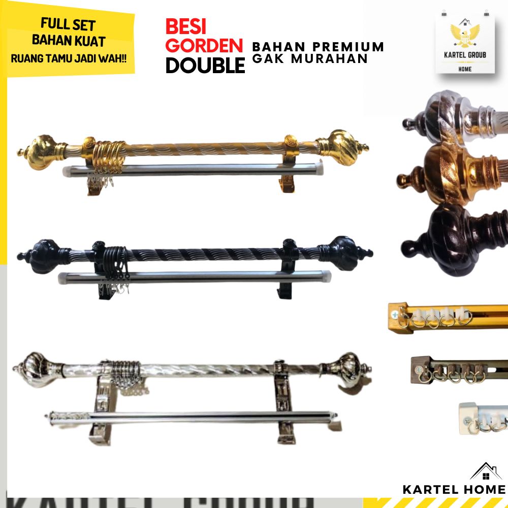 Jual HOME Tiang Besi Gorden Double Rell Vitrase Full Set Cantik ...