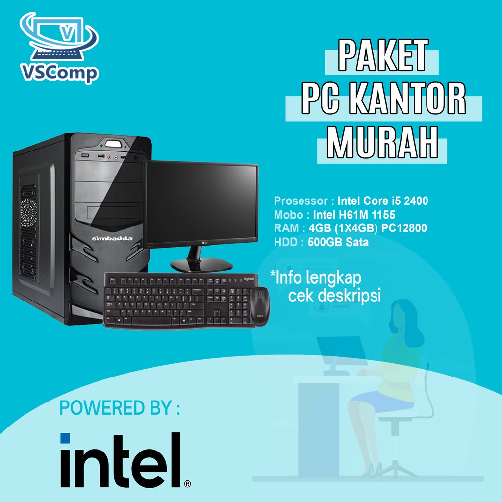 Jual PC Rakitan Kantor Fullset Core i5 4GB SSD New | PC Kantor | PC ...