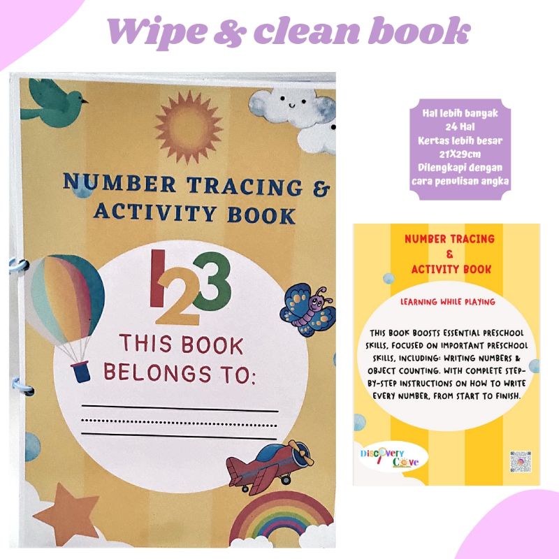 Jual Wipe and clean book / Tracing book/ Number book / busy book / buku ...