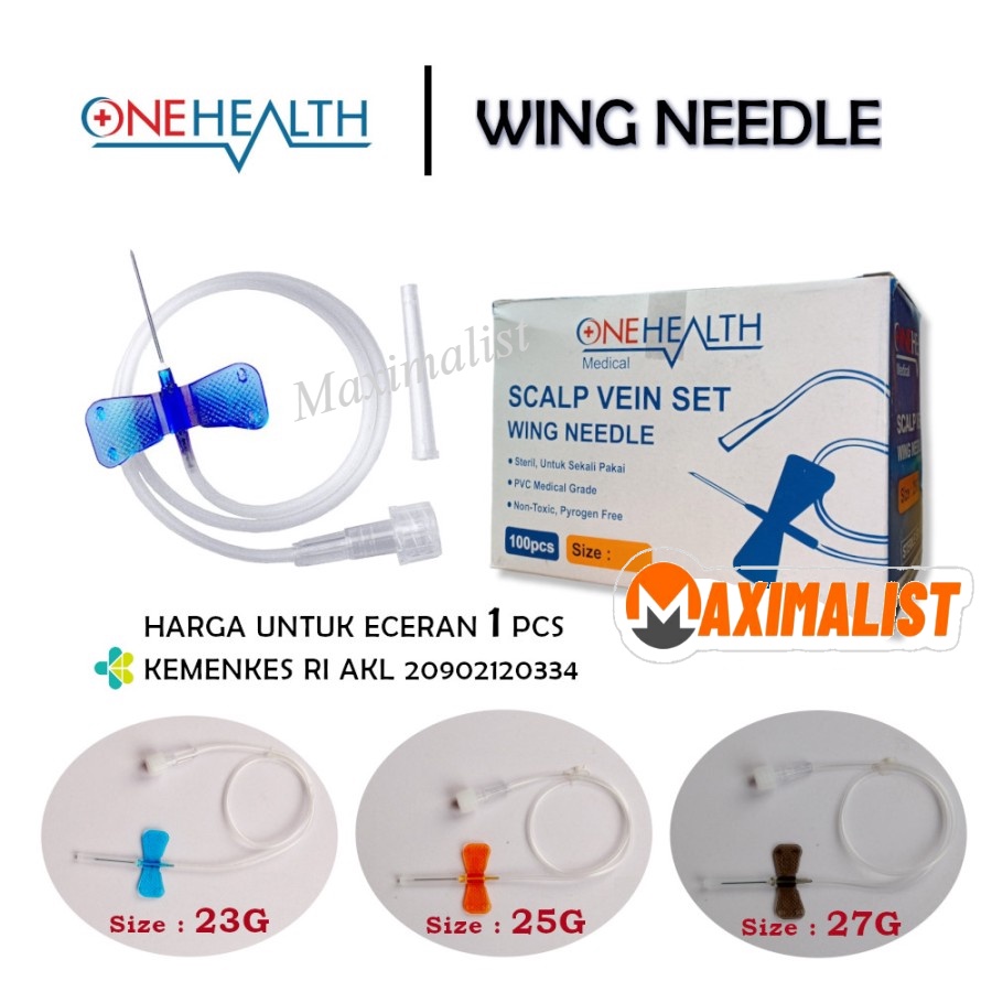 Jual Scalp Vein Set Wing Needle - Wing Kupu Kupu Needle - Wing Needle 23G/25G/27G - Jarum ...