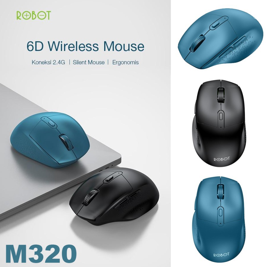 Jual Mouse Wireless ROBOT M320 2.4G 6D Power Saving Silent Key Mouse ...