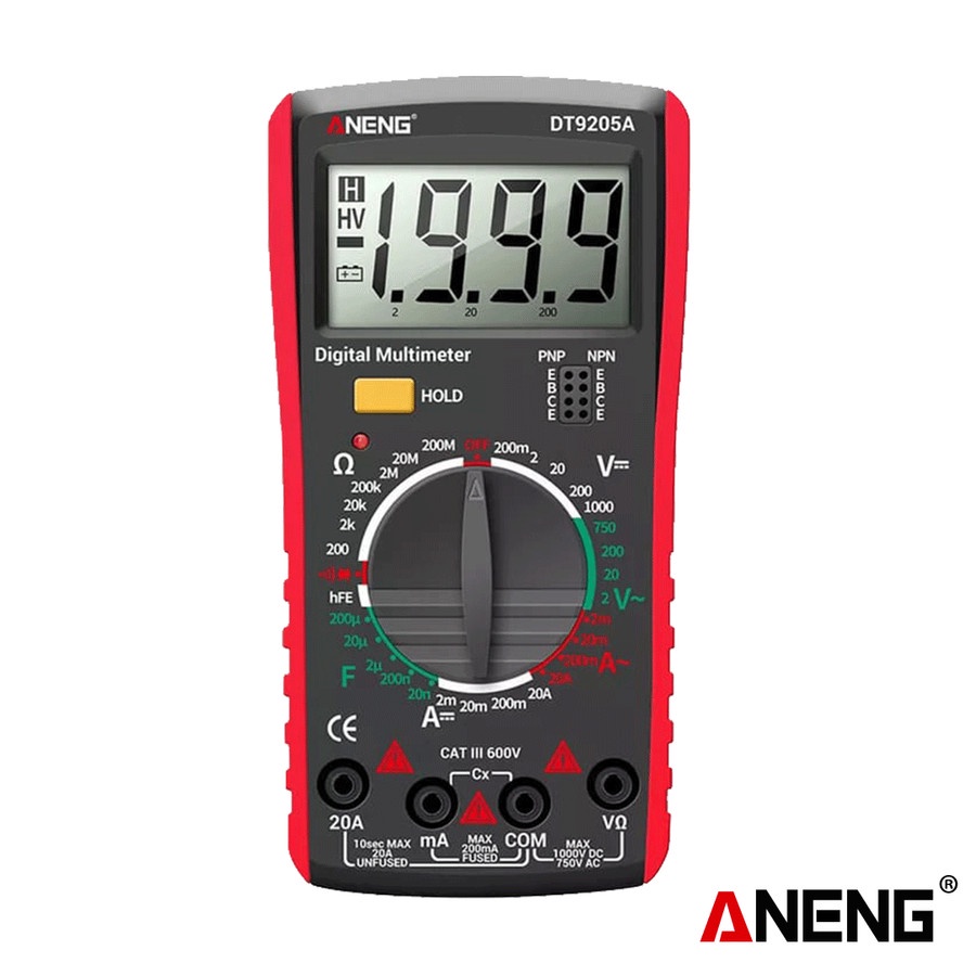 Jual Aneng DT9205A-3 Digital Multimeter hFE Transistor Buzzer Original ...