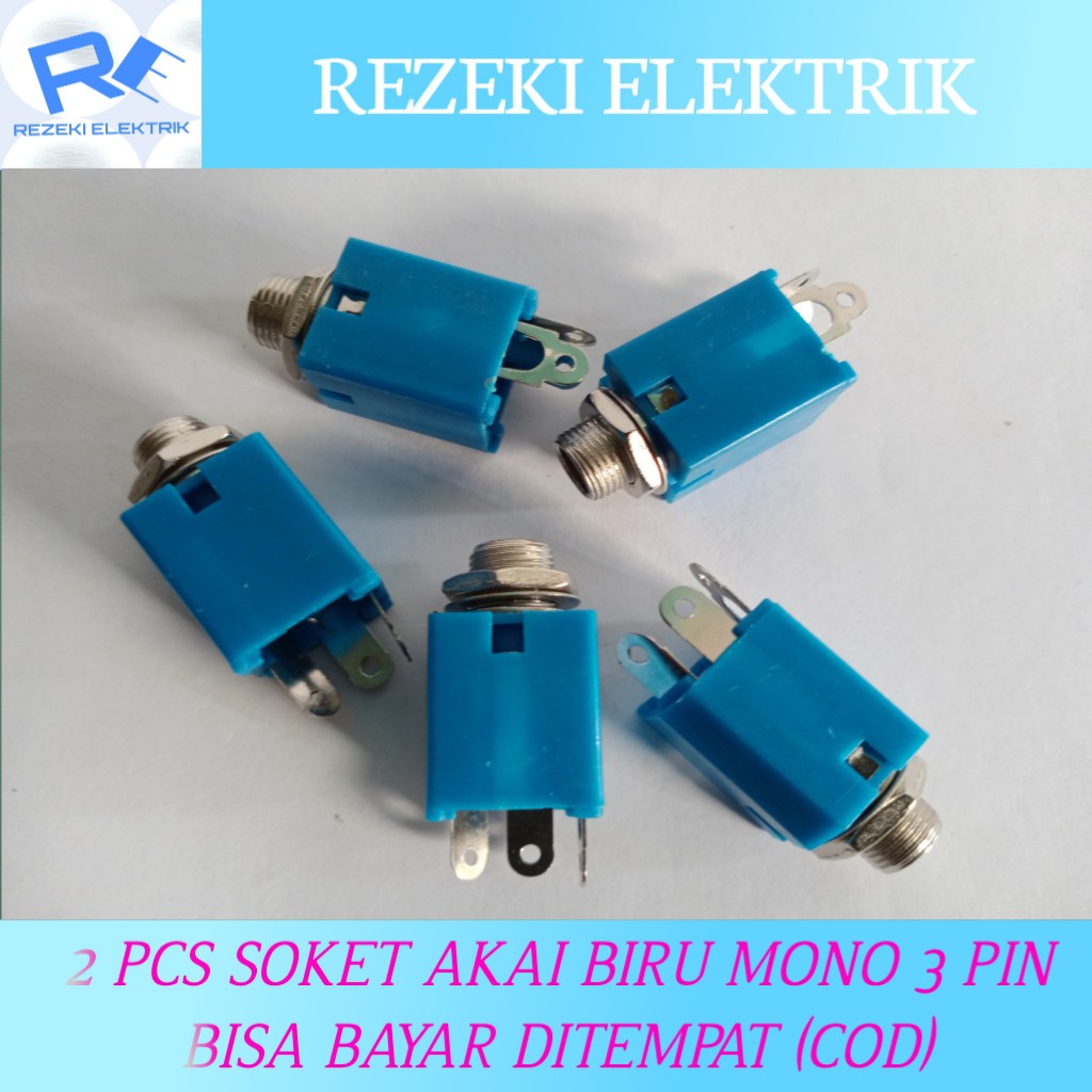 Jual 2 PCS SOCKET SOKET AKAI BIRU MONO 3 PIN / contra jack jek akai ...