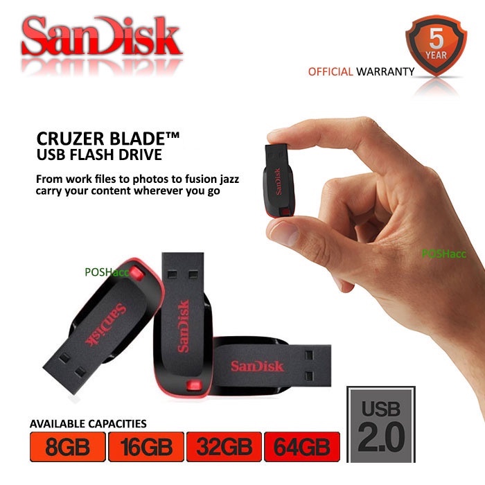 Jual SanDisk Flashdisk Cruzer Blade 8GB 16GB 32GB 64GB CZ50 GARANSI ...