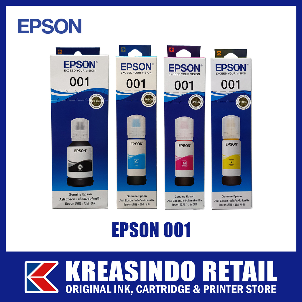 Tinta Epson 001 Original (Black, Cyan, Magenta, Yellow) | Shopee Indonesia