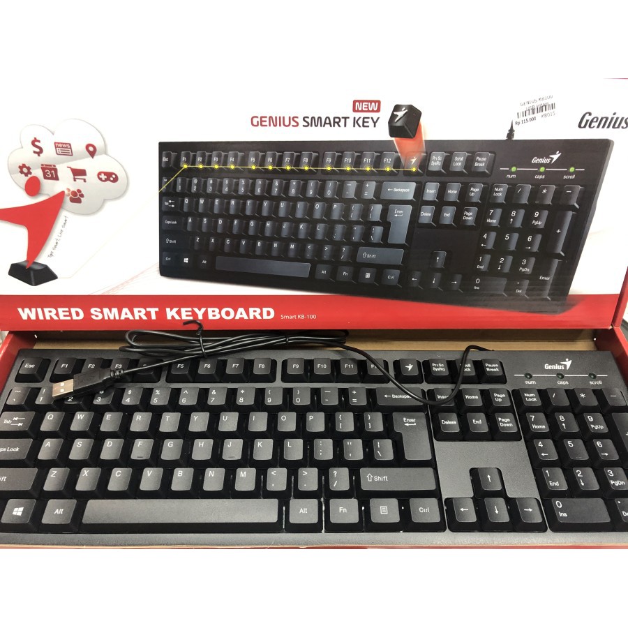 Jual Keyboard USB Genius KB100 smart wired KB-100 smart key - black ...
