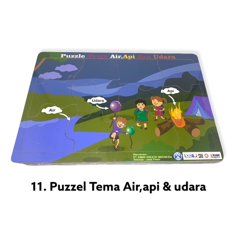 Jual Mainan Edukasi Anak Puzzel Kayu Tema Air,Api,Udara [Alat Peraga ...