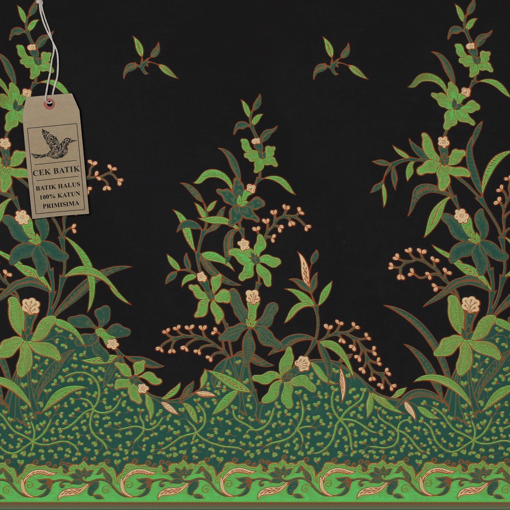 Jual Kain Batik - Motif Bunga Akar Hitam Manis Kombinasi(Hijau Muda ...