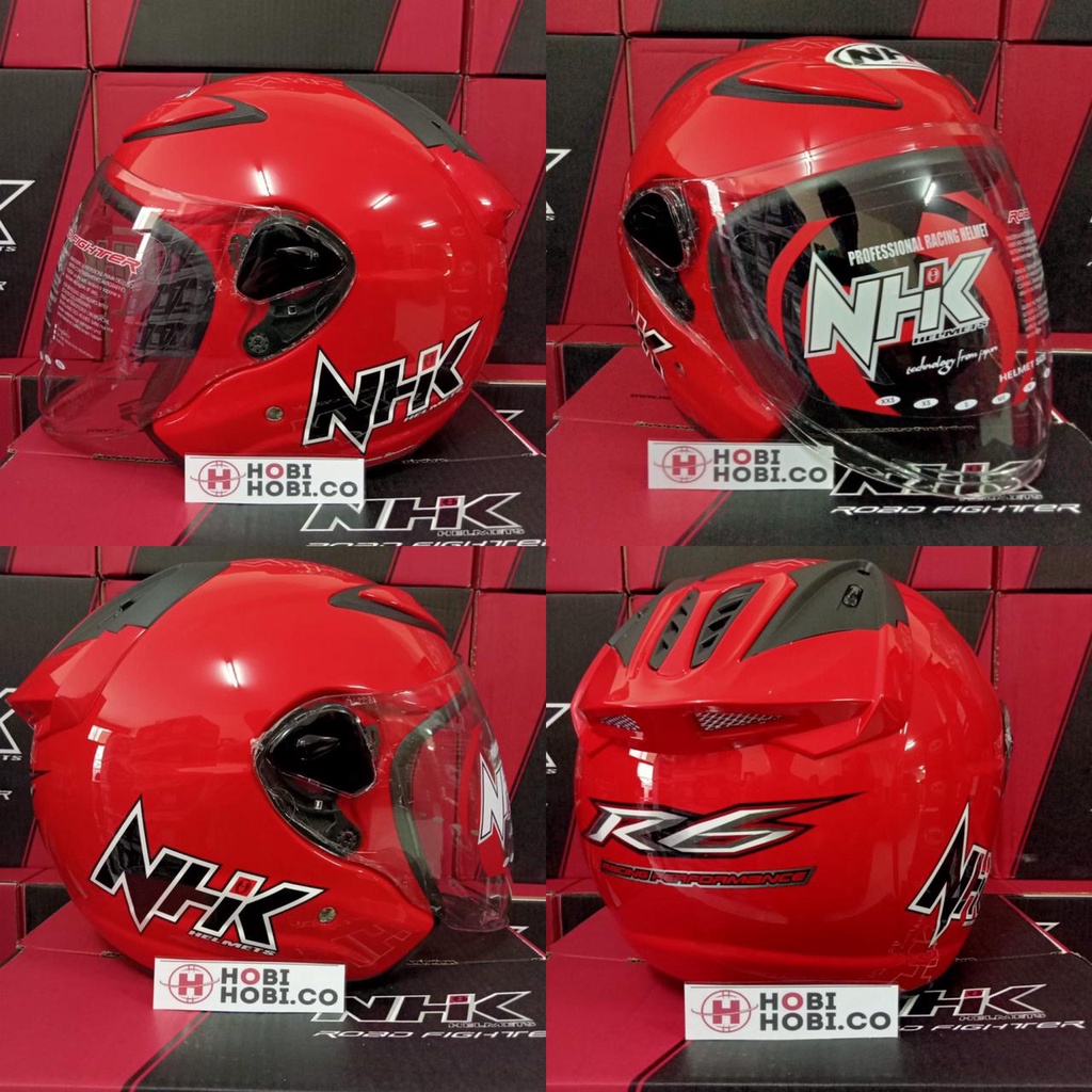 Jual Helm NHK halfface NHK R6 Solid Red Polos Merah | Shopee Indonesia