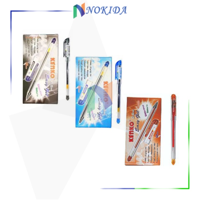 Jual Nokida Pulpen Easy Gel Kenko [1 Pack] / Ballpoint Gel Pen 12 Pcs ...