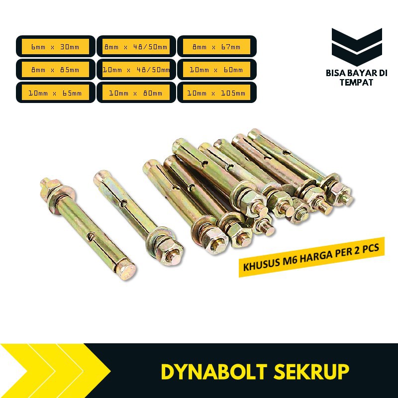 Jual Dynabolt Sekrup Skrup Baut Beton Dinabolt 6mm 8mm 10mm TBMS995 ...
