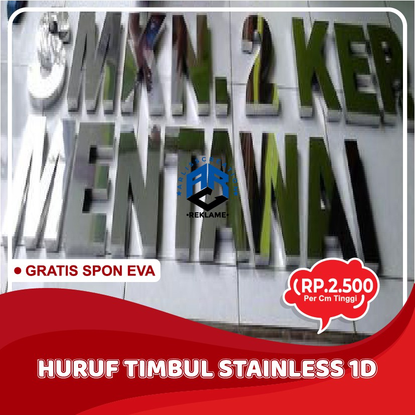 Jual HURUF TIMBUL STAINLESS MIRROR 201 1D LAPIS SPON EVA AKRILIK TIMBUL ...