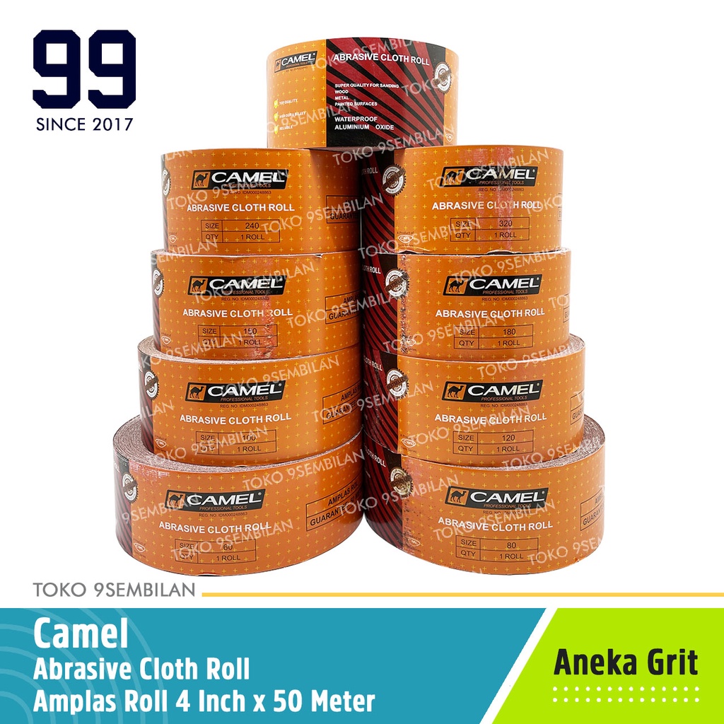 Jual Camel Ampelas Rol Grit #240 4" x 50 Meter Abrasive Cloth Roll 50m ...