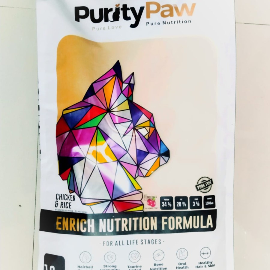 Jual PURITY PAW Chicken & Rice 10KG makanan kucing Allstage 10KG ...